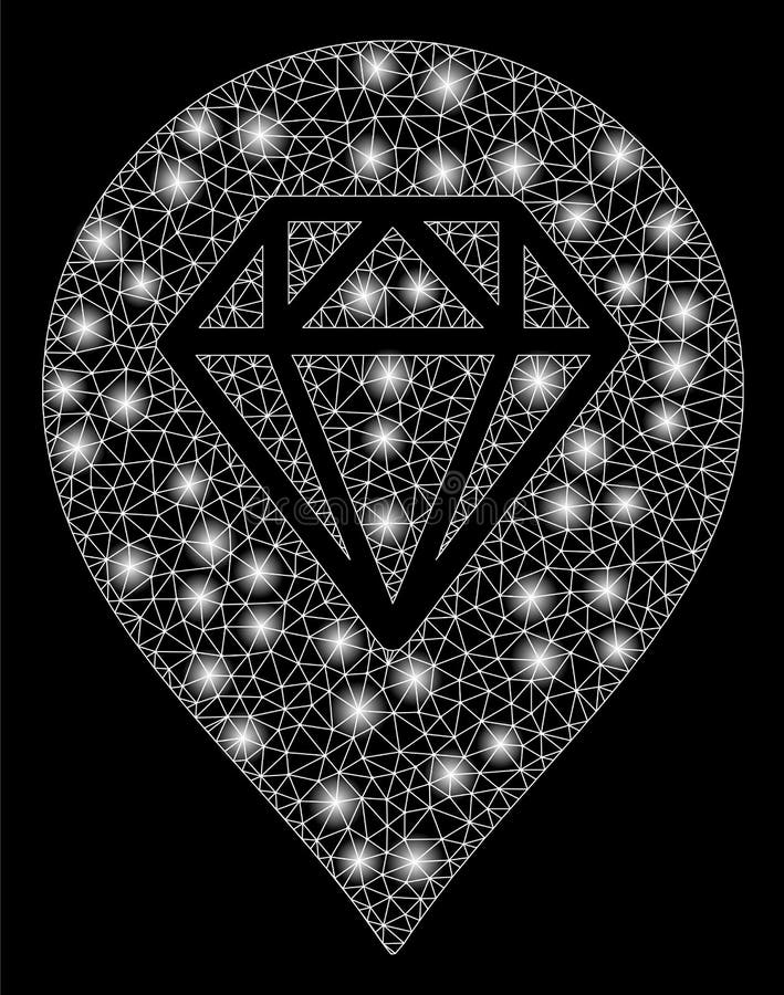 Bright Mesh Network Diamond Map Marker with Light Spots Stock Vector ...