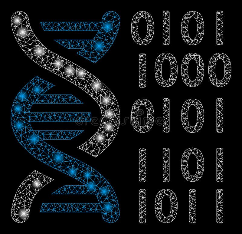 Bright Mesh Network DNA Binary Code with Flash Spots Stock Vector ...