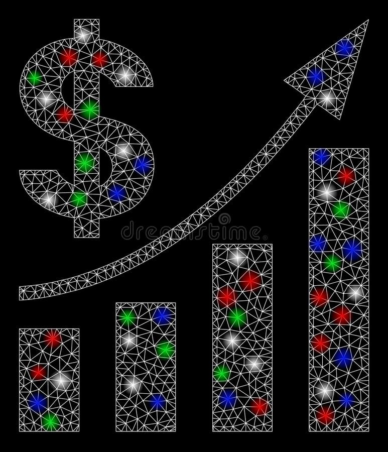 Bright Mesh Network Dollar Bar Chart Trend with Light Spots Stock ...