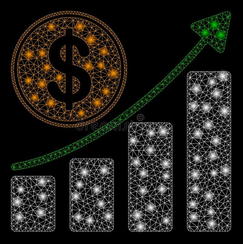Bright Mesh Network Dollar Growth Chart with Flash Spots Stock Vector ...