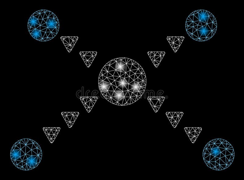 Bright Mesh Network Dotted Links with Flare Spots Stock Vector ...