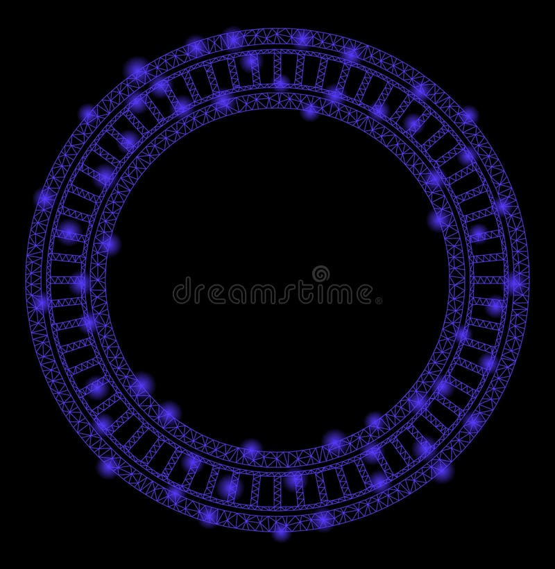 Bright Mesh Network Double Circle Frame with Light Spots Stock Vector ...