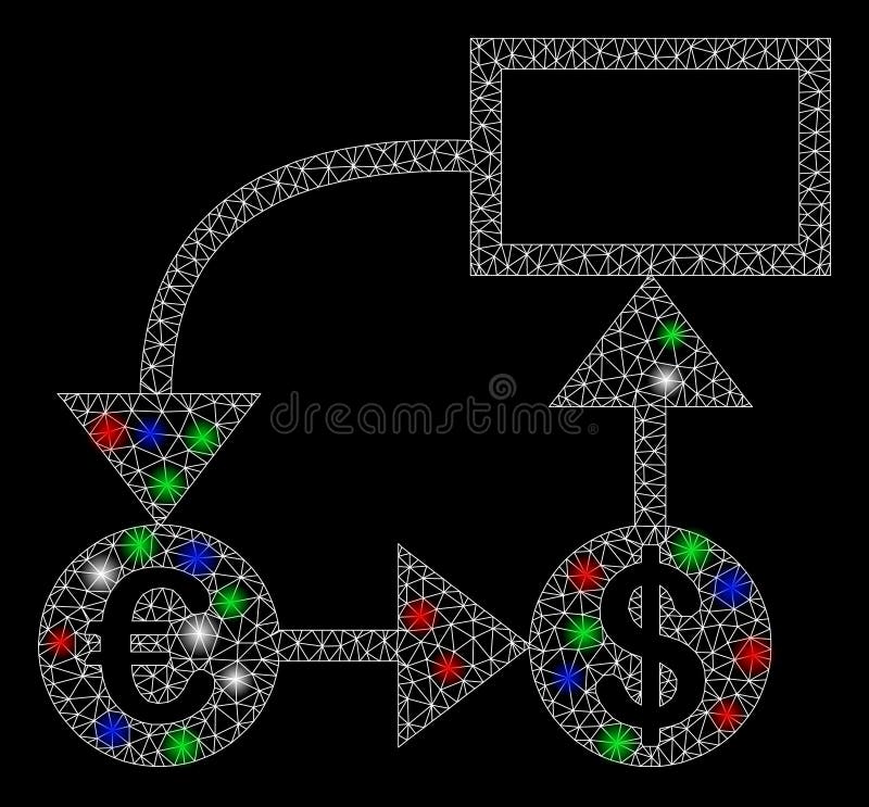 Bright Mesh Network Euro and Dollar Flow Chart with Flash Spots Stock ...