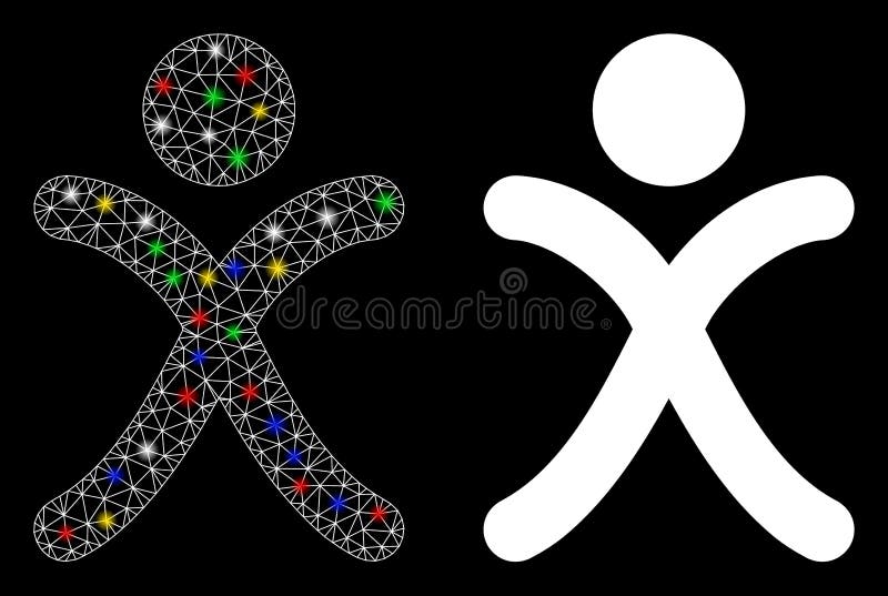 Bright Mesh Network X Generation Boy Icon with Light Spots Stock Vector ...
