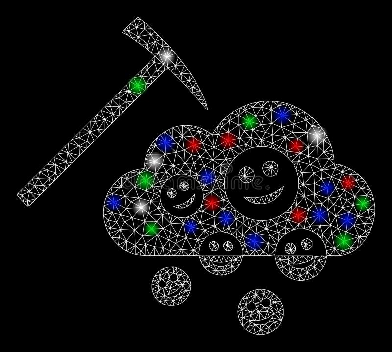 Bright Mesh Network Happy Cloud Mining with Flare Spots Stock Vector ...