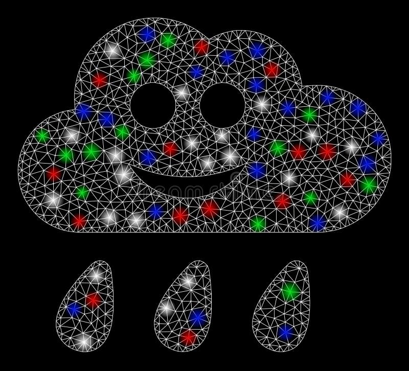 Bright Mesh Network Happy Rain Cloud with Flare Spots Stock Vector ...