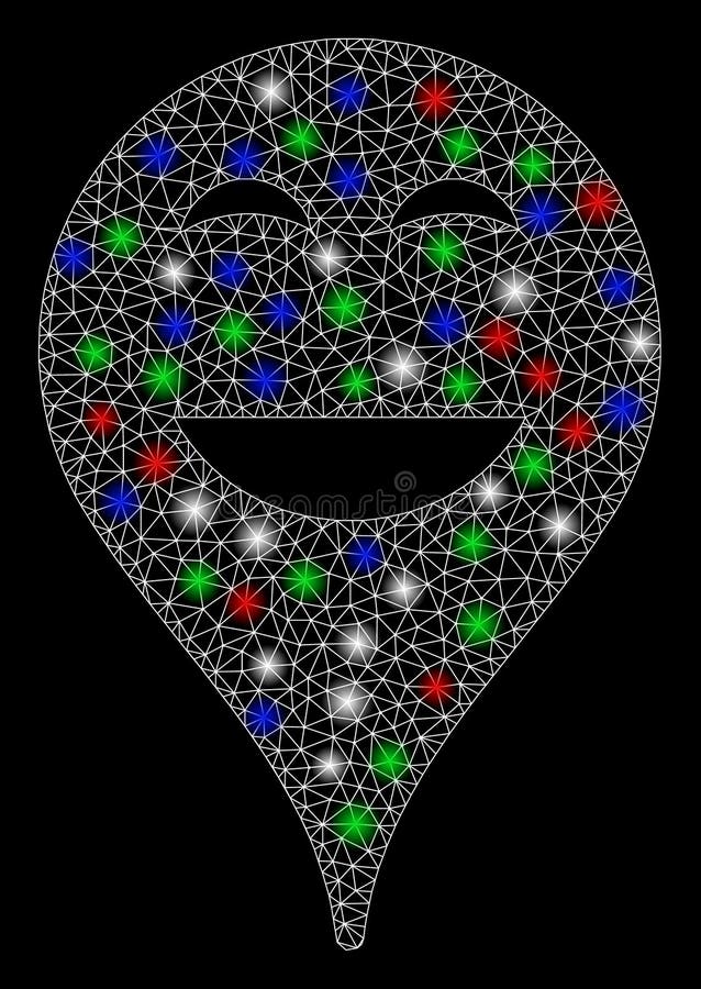 Bright Mesh Network Happy Smiley Map Marker with Flash Spots Stock ...