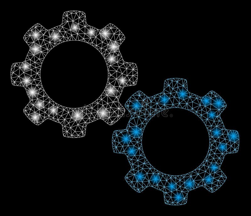 Bright Mesh Network Mechanical Gears with Flare Spots Stock Vector ...