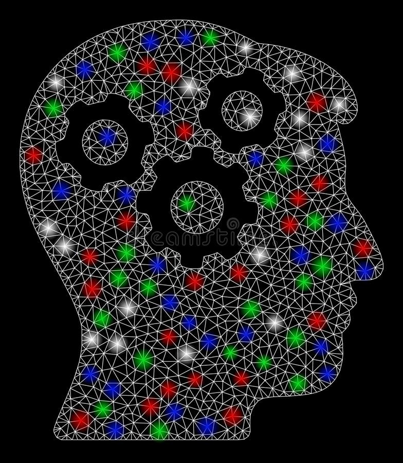 Bright Mesh Network Mind Gears with Flare Spots Stock Vector ...