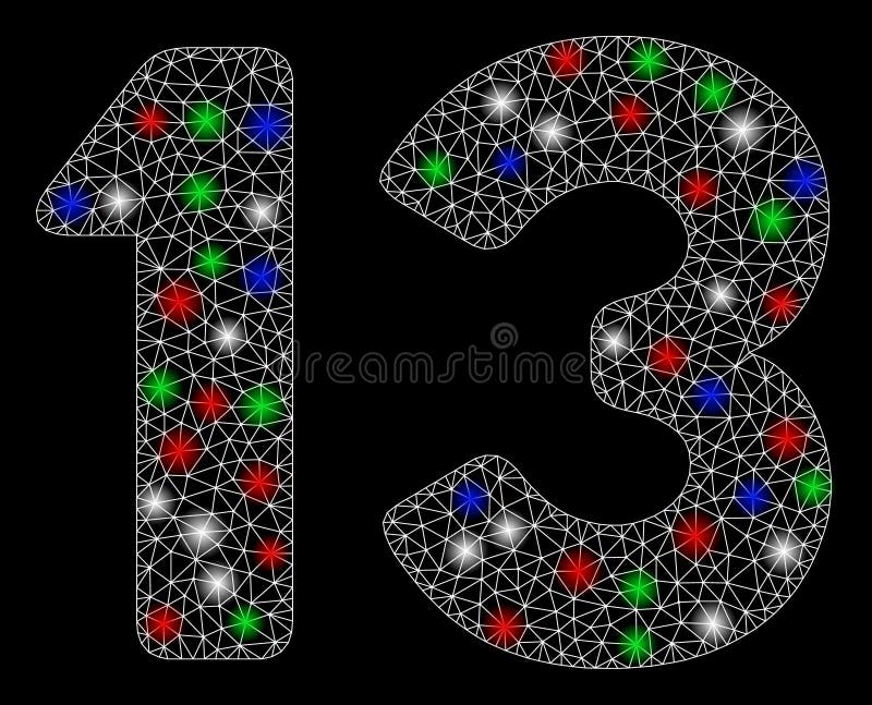 Bright Mesh Network 13 Number Text with Light Spots Stock Illustration ...