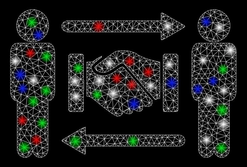 Bright Mesh Network Persons Handshake Exchange with Flash Spots Stock ...