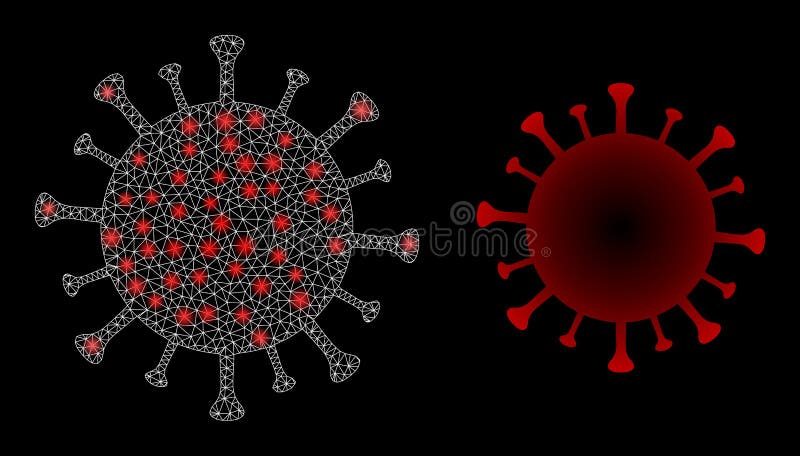 Bright Polygonal Network Red Virus with Light Spots Stock Vector ...