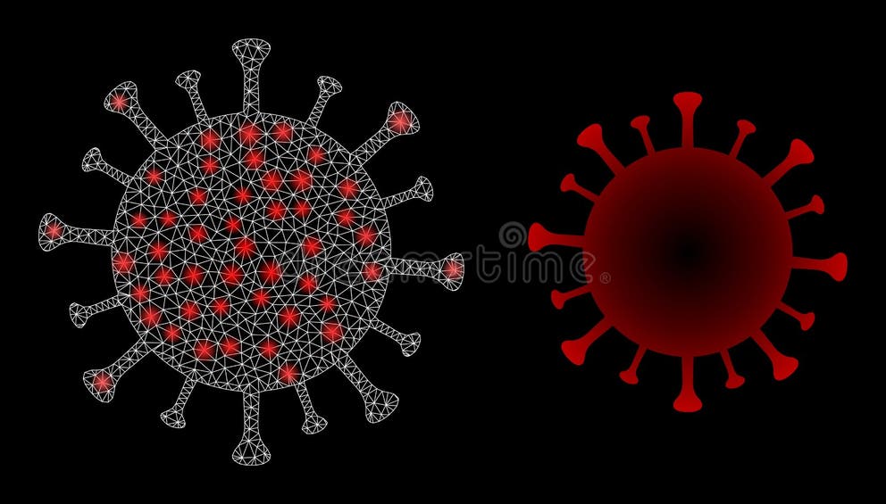 Bright Polygonal Network Red Virus with Light Spots Stock Vector ...