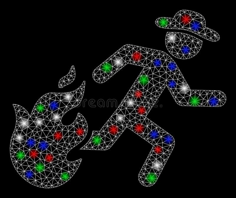 Bright Mesh Network Running Man from Fire with Light Spots Stock Vector ...