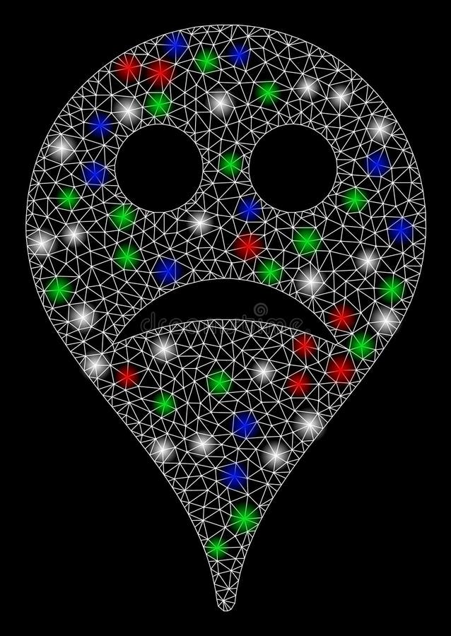 Bright Mesh Network Sad Smiley Map Marker with Flash Spots Stock Vector ...