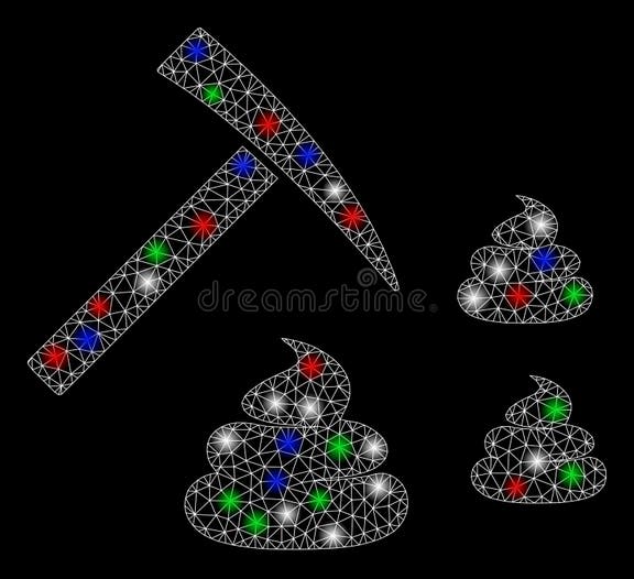 Bright Mesh Network Shit Mining with Flash Spots Stock Vector ...