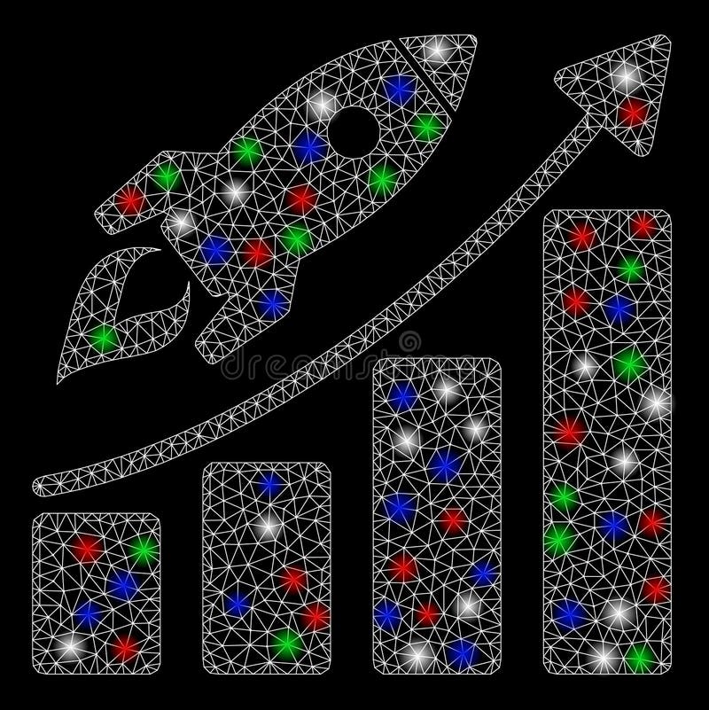 Bright Mesh Network Startup Rocket Growth Chart with Flare Spots Stock ...