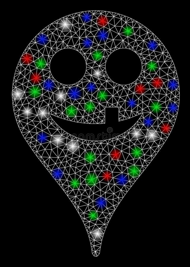 Bright Mesh Network Tooth Smiley Map Marker with Light Spots Stock ...