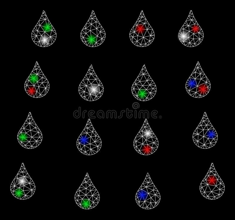 Bright Mesh Network Water Drops with Flash Spots Stock Vector ...