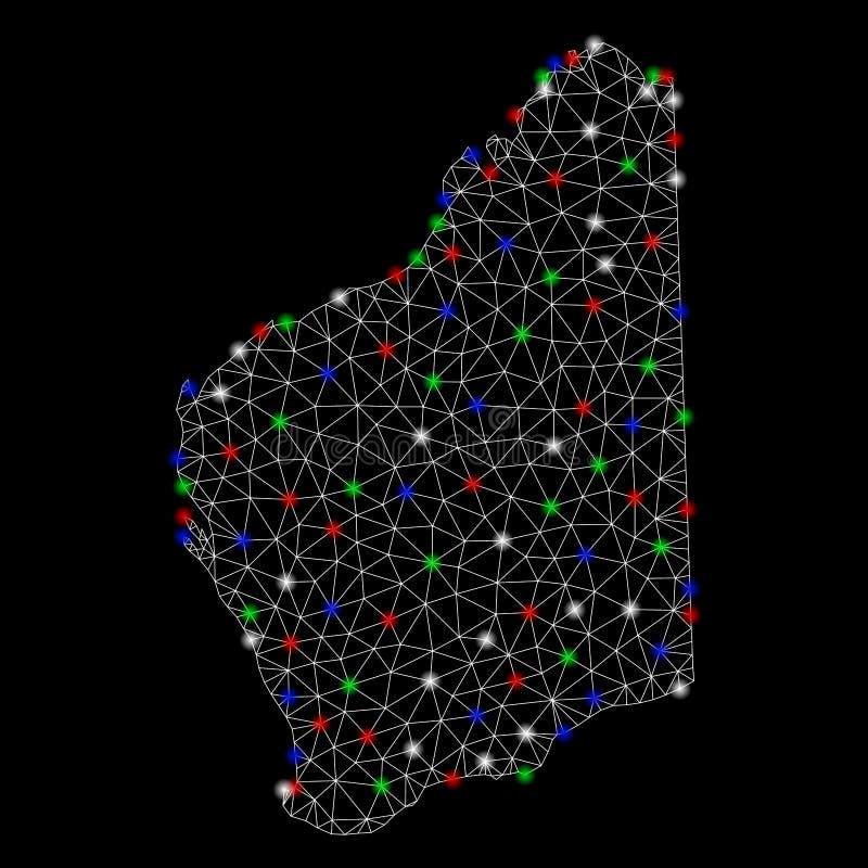 Bright Mesh Network Western Australia Map with Flare Spots Stock Vector ...