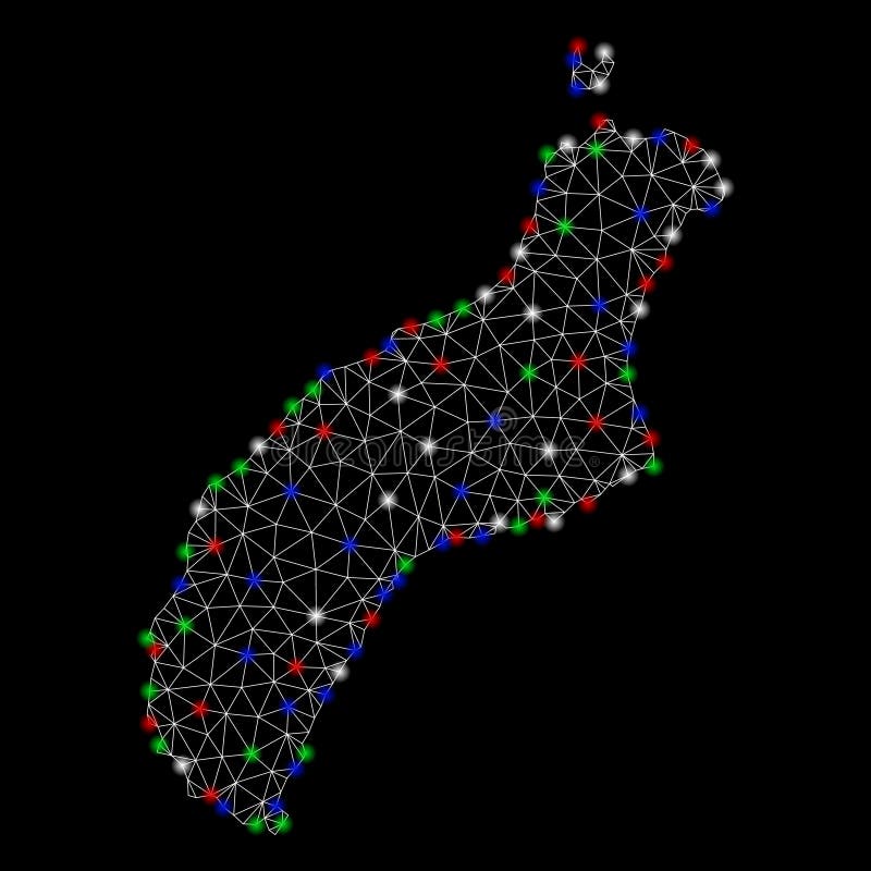 Bright Mesh Network Niihau Island Map with Light Spots Stock Vector ...