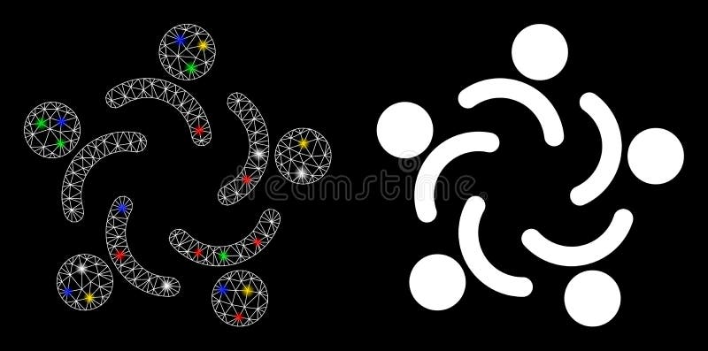 Flare Mesh Wire Frame People Unity Icon with Flare Spots Stock Vector ...