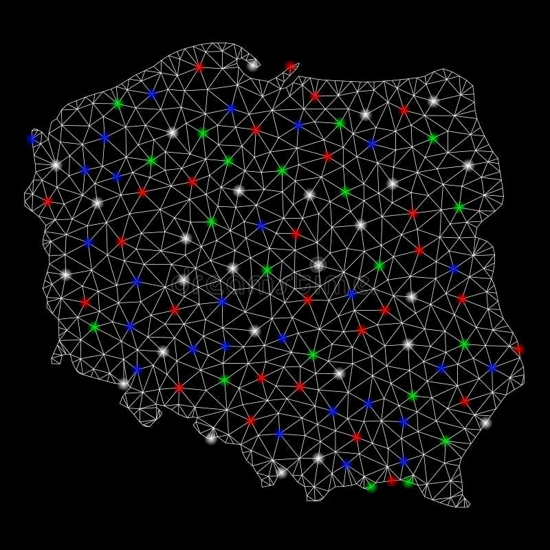 Bright Mesh 2D Poland Map with Flash Spots Stock Vector - Illustration ...