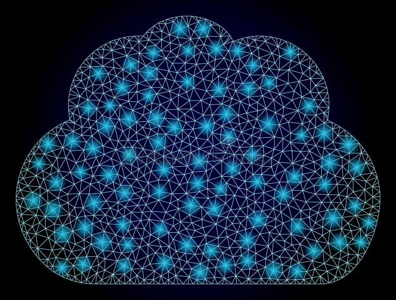 Bright Web Mesh Cloud with Lightspots Stock Vector - Illustration of ...