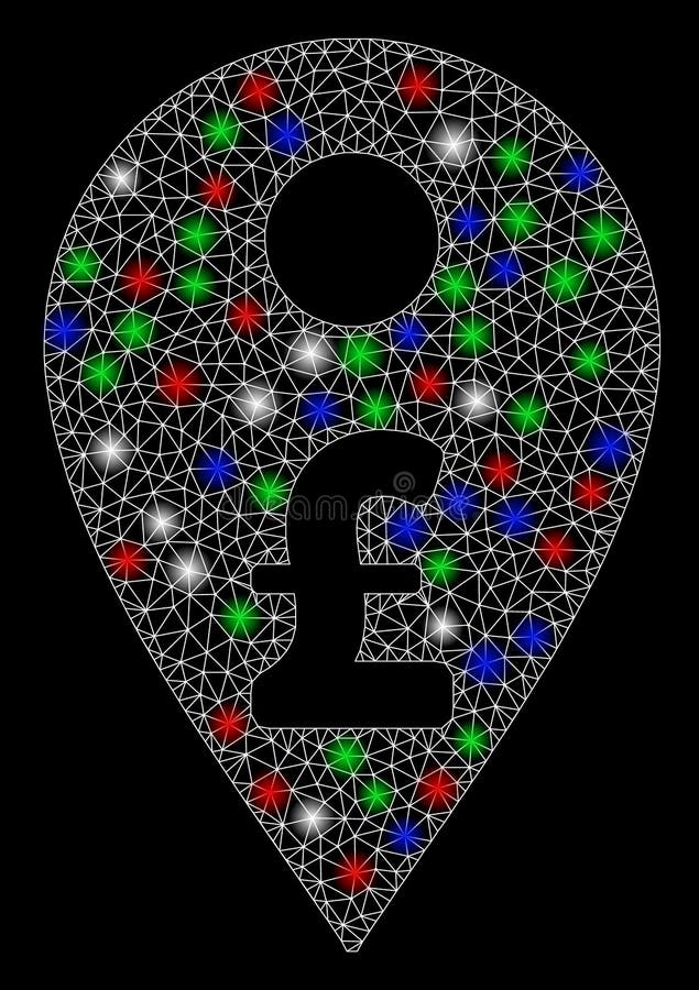 Bright Mesh Network Pound Map Marker with Light Spots Stock Vector ...