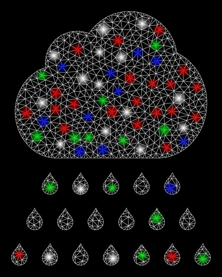 Bright Mesh 2D Rain Cloud with Light Spots Stock Vector - Illustration ...