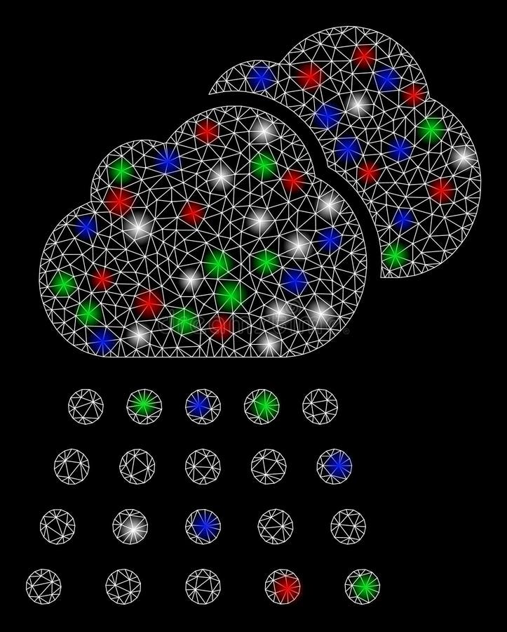 Bright Mesh Network Rain Clouds with Flare Spots Stock Vector ...