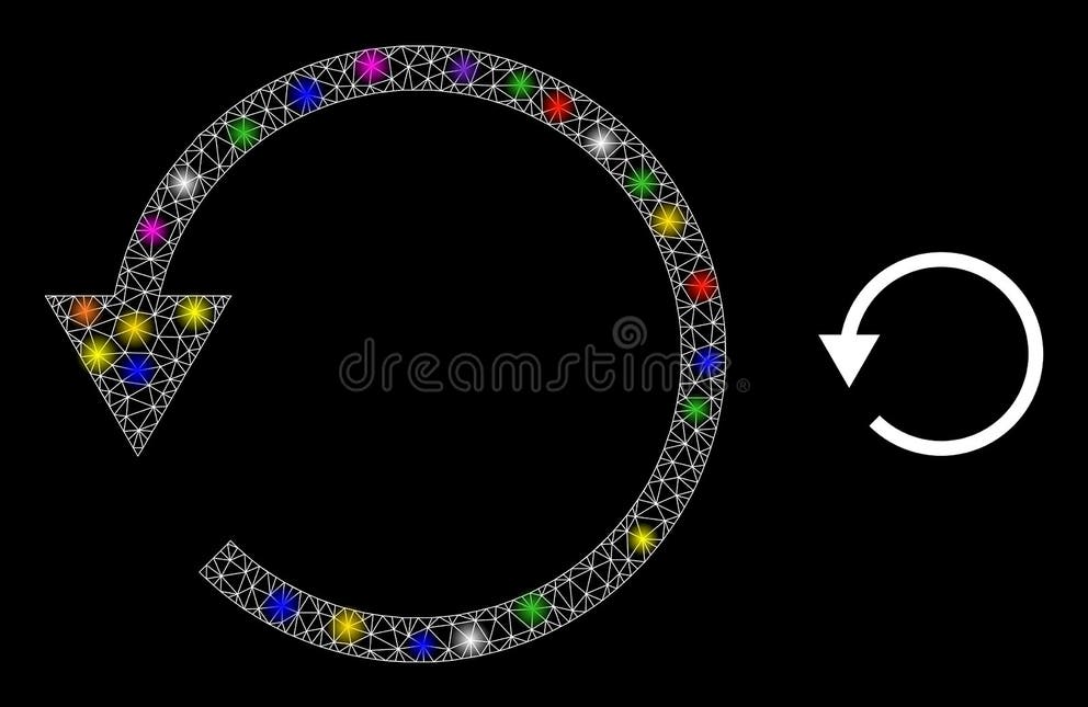 Glossy Network Rotate CCW Icon with Glare Colorful Lightspots Stock ...