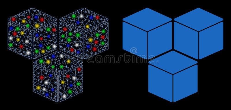 Flare Mesh 2D Sugar Cubes Icon with Flare Spots Stock Illustration ...