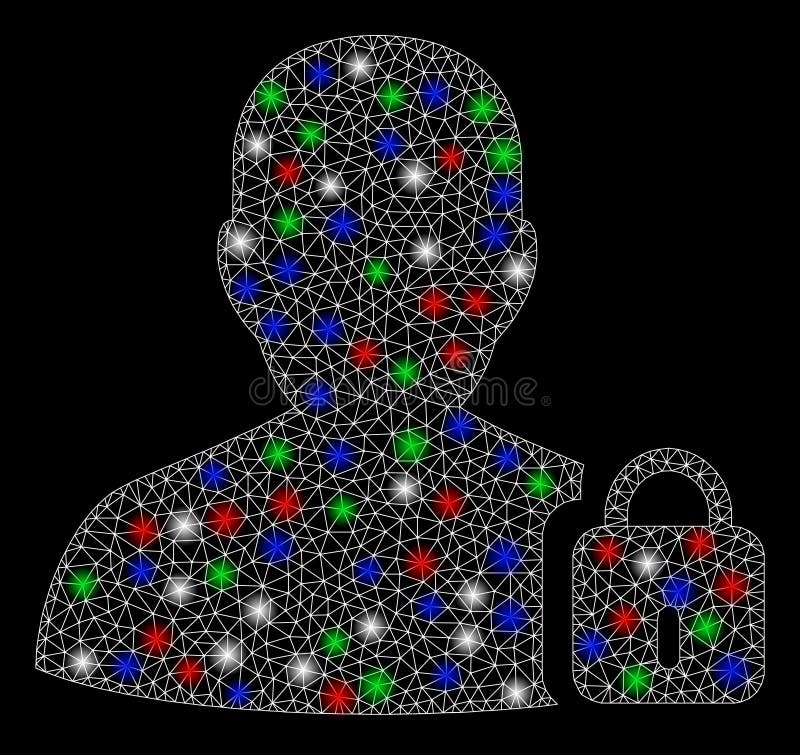 Bright Mesh Wire Frame User Lock with Light Spots Stock Vector ...