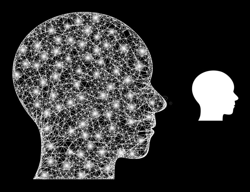 Polygonal Network Mesh Human Head with Glare Spots Stock Vector ...