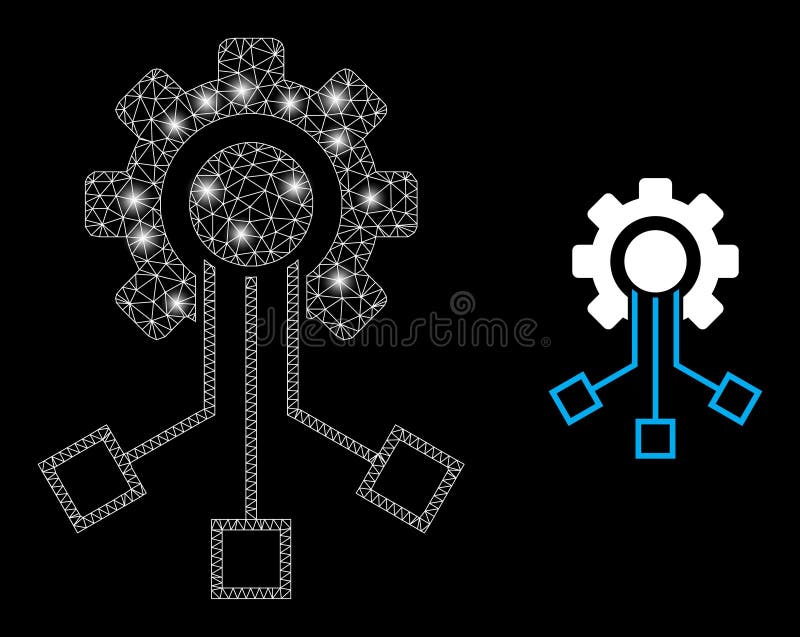 Polygonal Wire Frame Mesh IoT Component with Light Spots Stock Vector ...