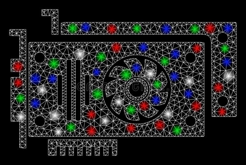 Bright Mesh Wire Frame Video Cards with Flare Spots Stock Vector ...