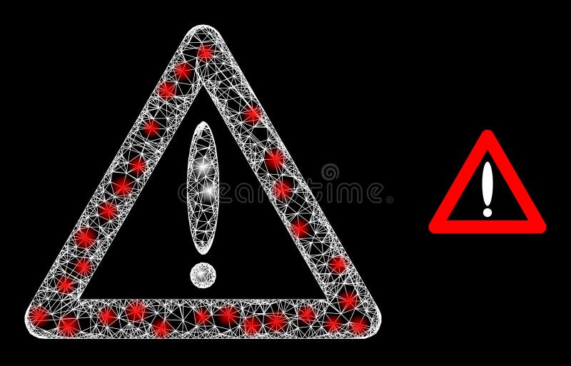 Bright Mesh Warning Sign with Bright Light Spots Stock Vector ...