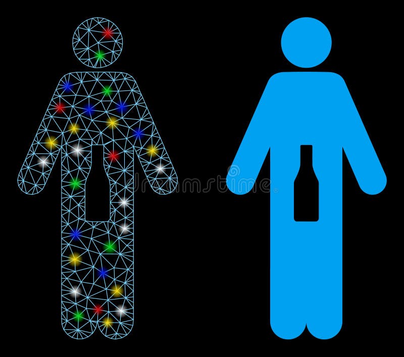Glowing Mesh Wire Frame WC Man Icon with Flash Spots Stock Vector ...