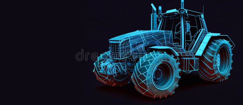 Bright Mesh Wheeled Tractor with Glare Effect. White Wire Carcass ...