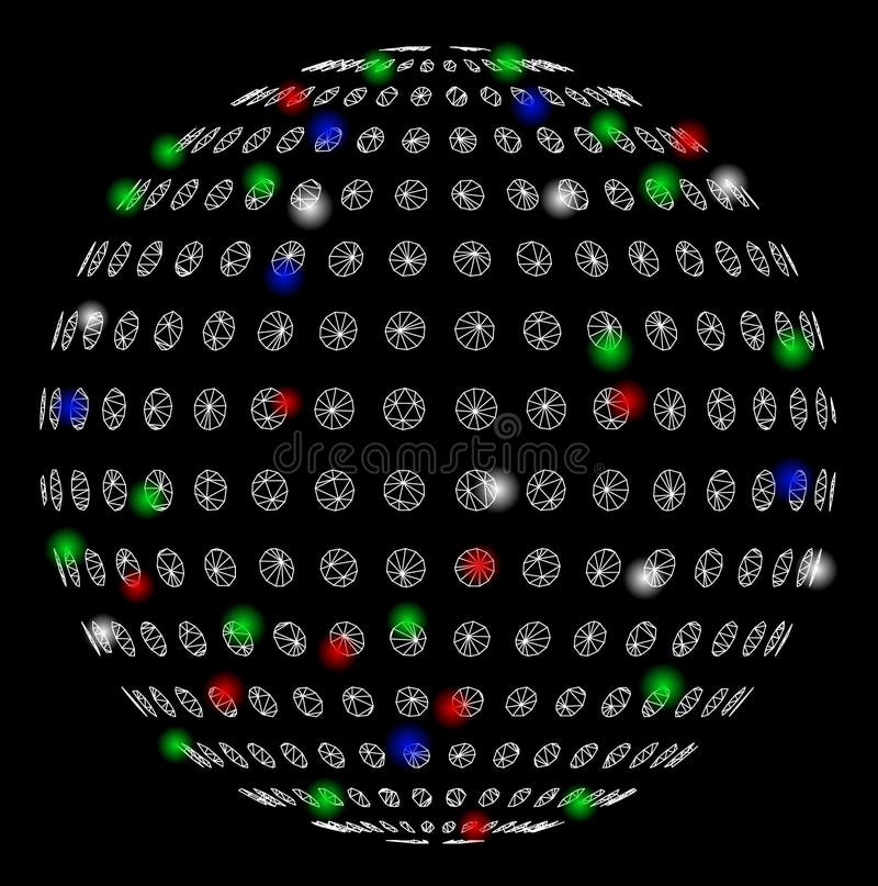 Bright Mesh Wire Frame Abstract Dotted Sphere with Flash Spots Stock ...