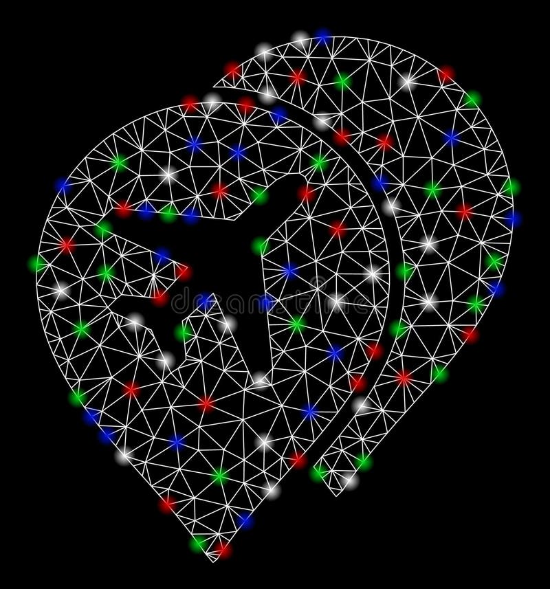 Bright Mesh Wire Frame Airport Map Markers with Light Spots Stock ...