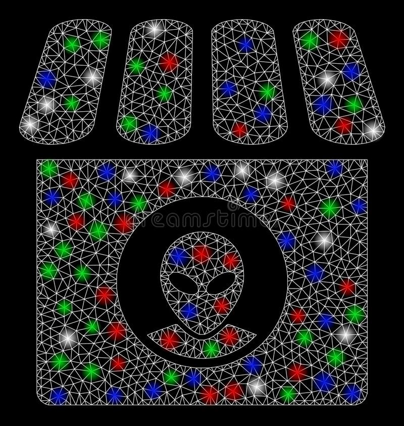 Bright Mesh Wire Frame Alien Shop with Flash Spots Stock Vector ...