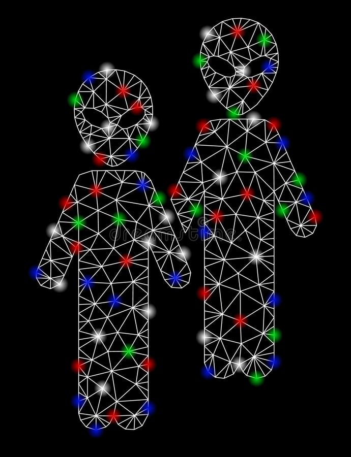 Bright Mesh Wire Frame Aliens with Flare Spots Stock Vector ...
