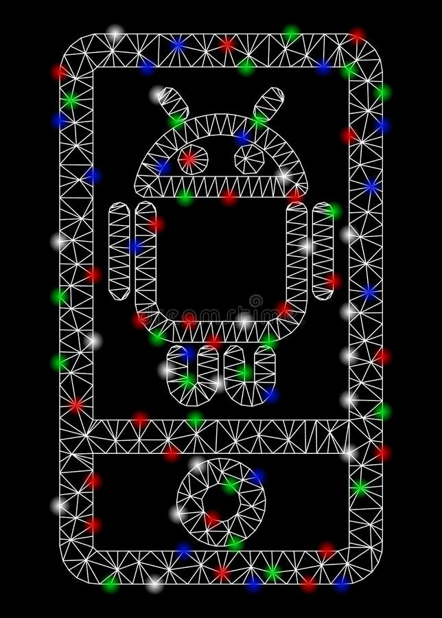 Bright Mesh Wire Frame Android Device with Flare Spots Stock Vector ...