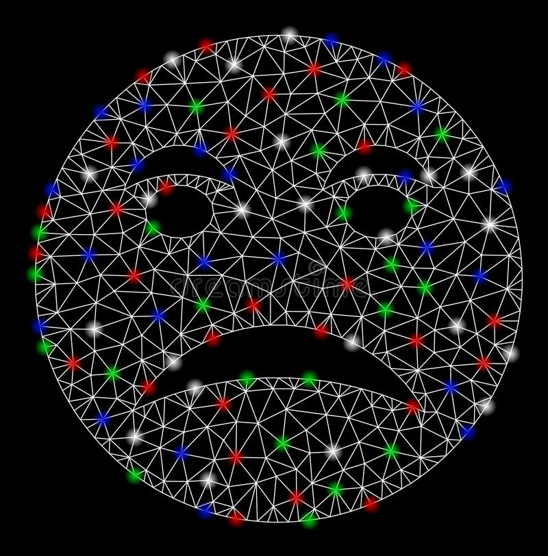 Bright Mesh Wire Frame Angry Smiley with Light Spots Stock Vector ...