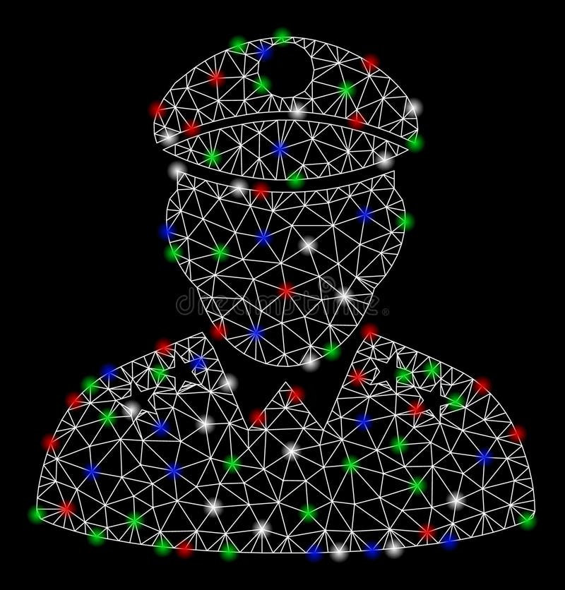 Bright Mesh Wire Frame Army General with Flare Spots Stock Vector ...