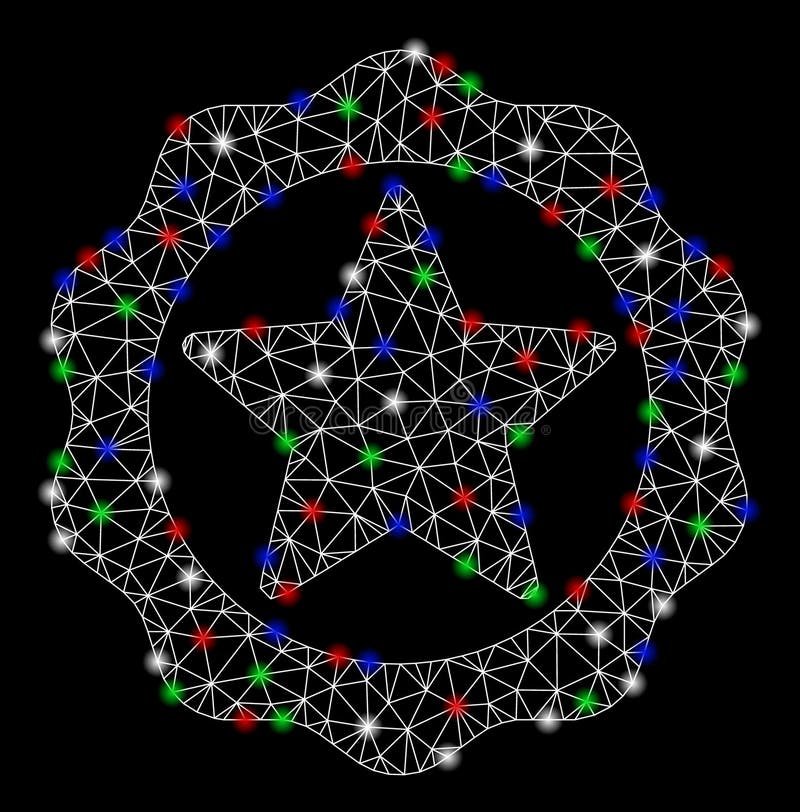 Bright Mesh Wire Frame Award Star Seal with Flash Spots Stock Vector ...