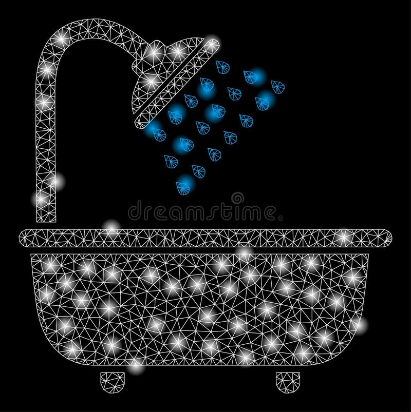Bright Mesh Wire Frame Bath Shower with Light Spots Stock Vector ...
