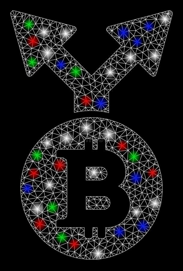 Bright Mesh Wire Frame Bitcoin Bifurcation with Flash Spots Stock ...